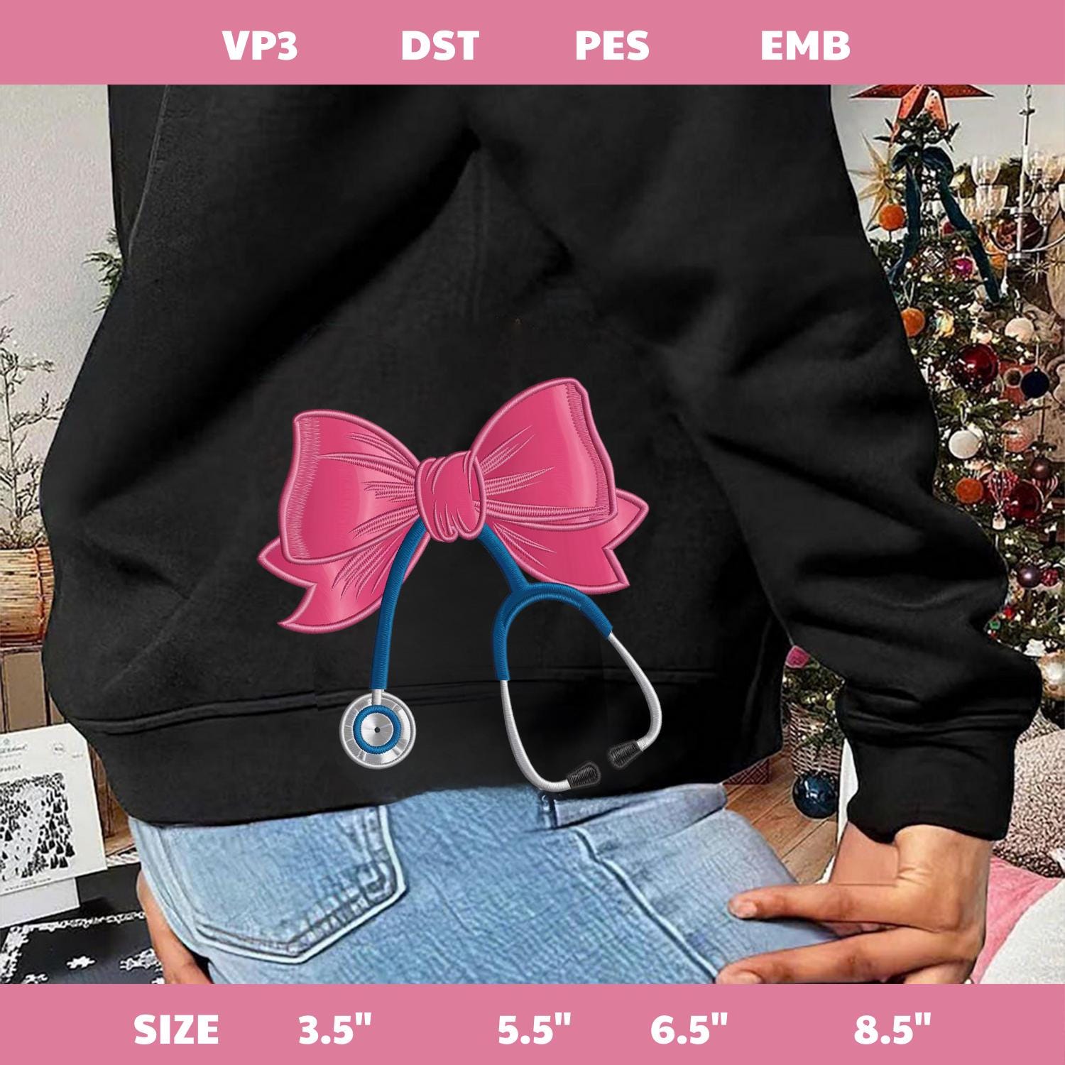 Pink Nurse Bow Embroidery Design File Nurse Coquette Nurse Nurse ...