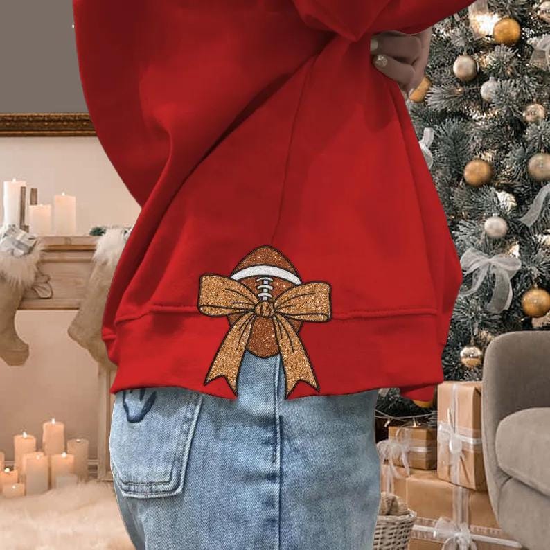 Football Side Bow Sweatshirt Embroidery Design , Football Embroidery ...