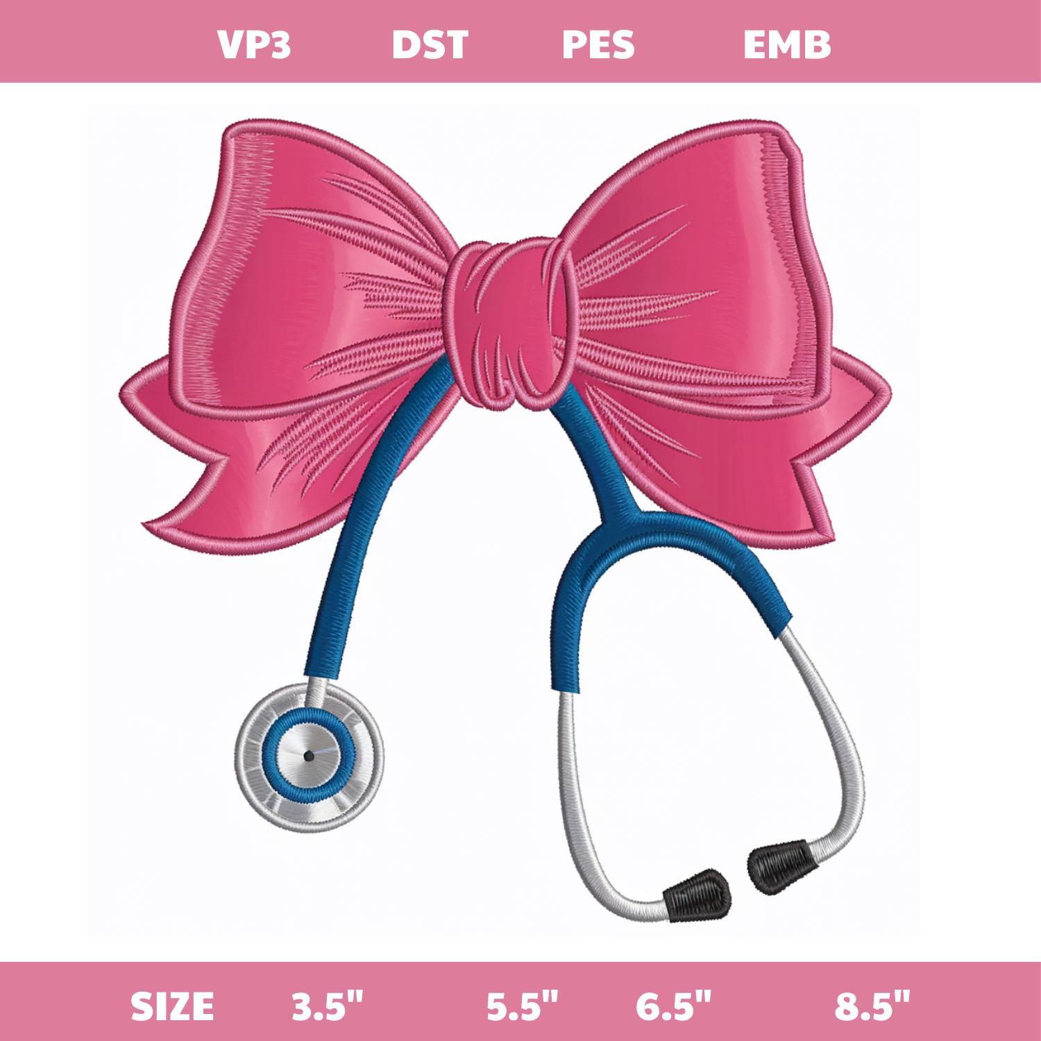Pink Nurse Bow Embroidery Design File Nurse Coquette Nurse Nurse ...