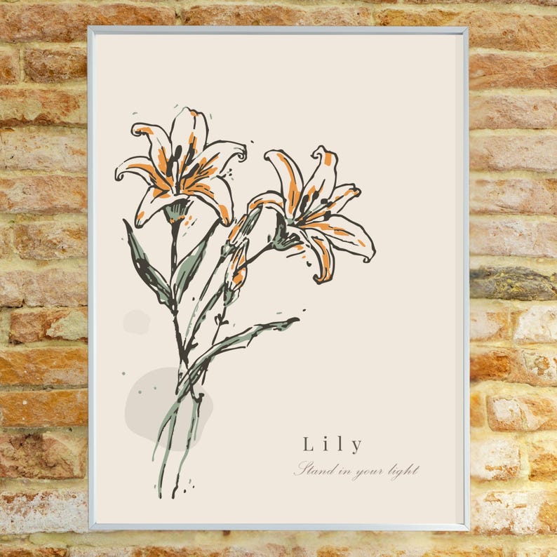 Lily Floral Wall Art Printable | Elegant Botanical Illustration ...