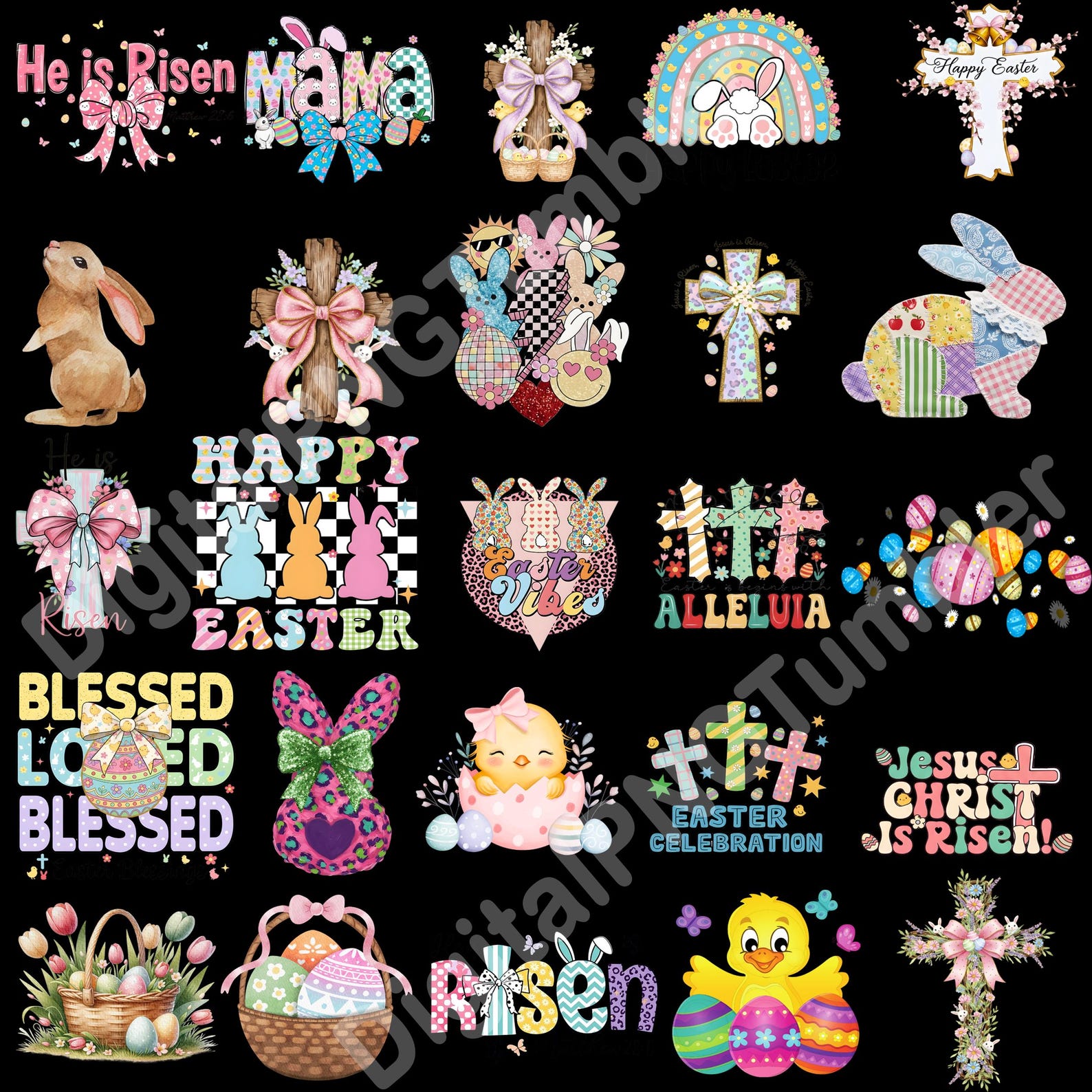 Easter Mega Bundle, Faux Yarn Easter Png Bunde, Cartoon Easter Bundle ...