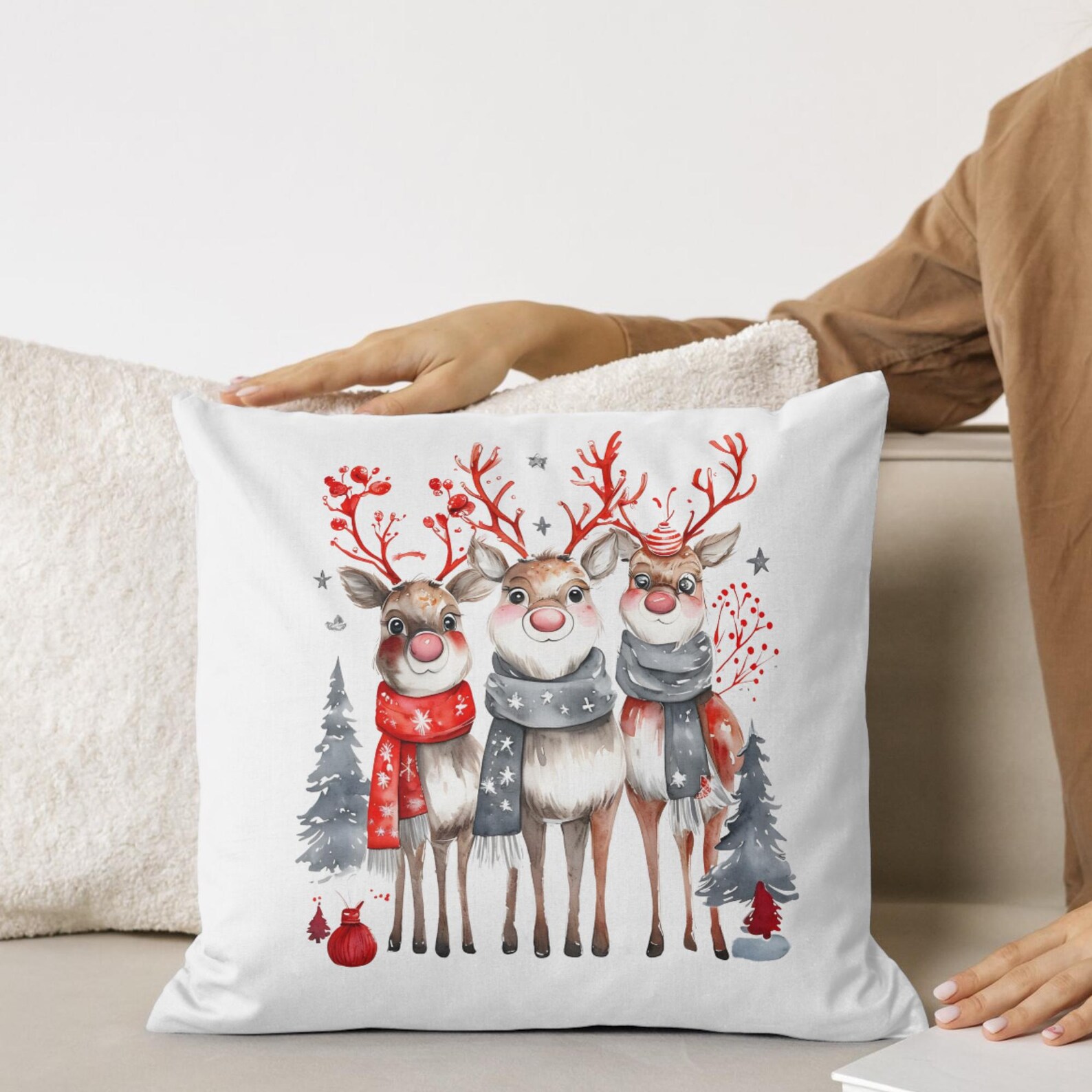 Christmas Reindeer Digital Download, Watercolor Winter Art Print ...