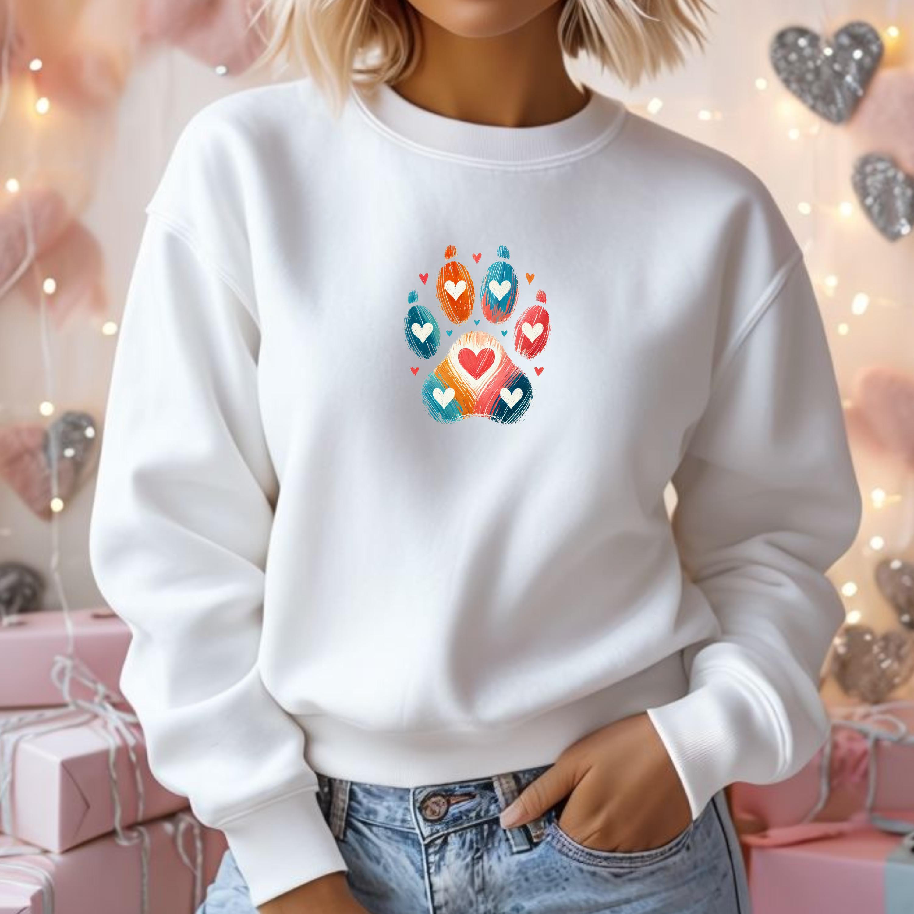 Digital Download Rainbow Dog Paw Print With Hearts | Valentine Pet Love ...