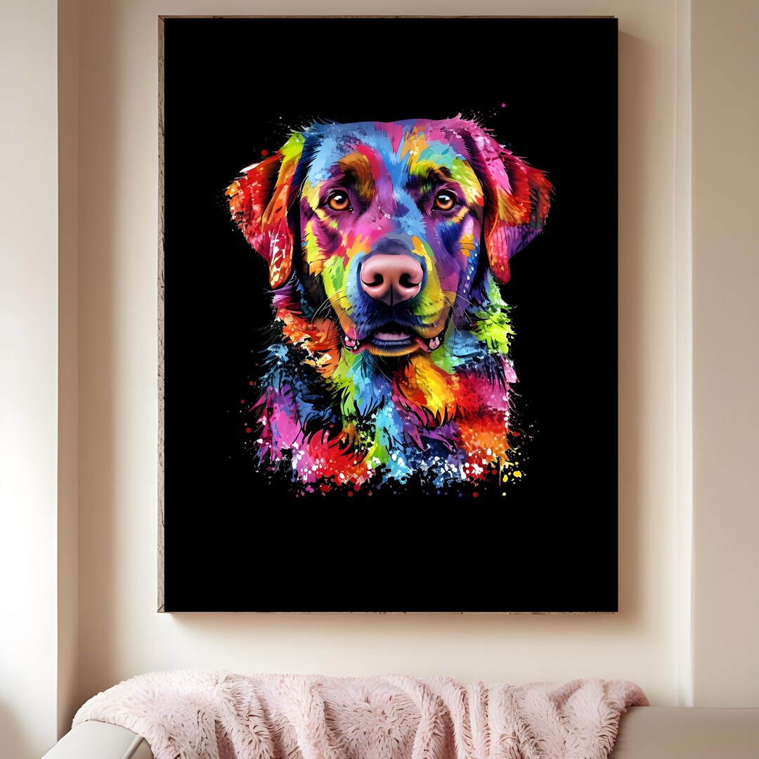 Custom Dog Breed Canvas Art Colorful Pet Portrait Rainbow Dog Wall Art ...