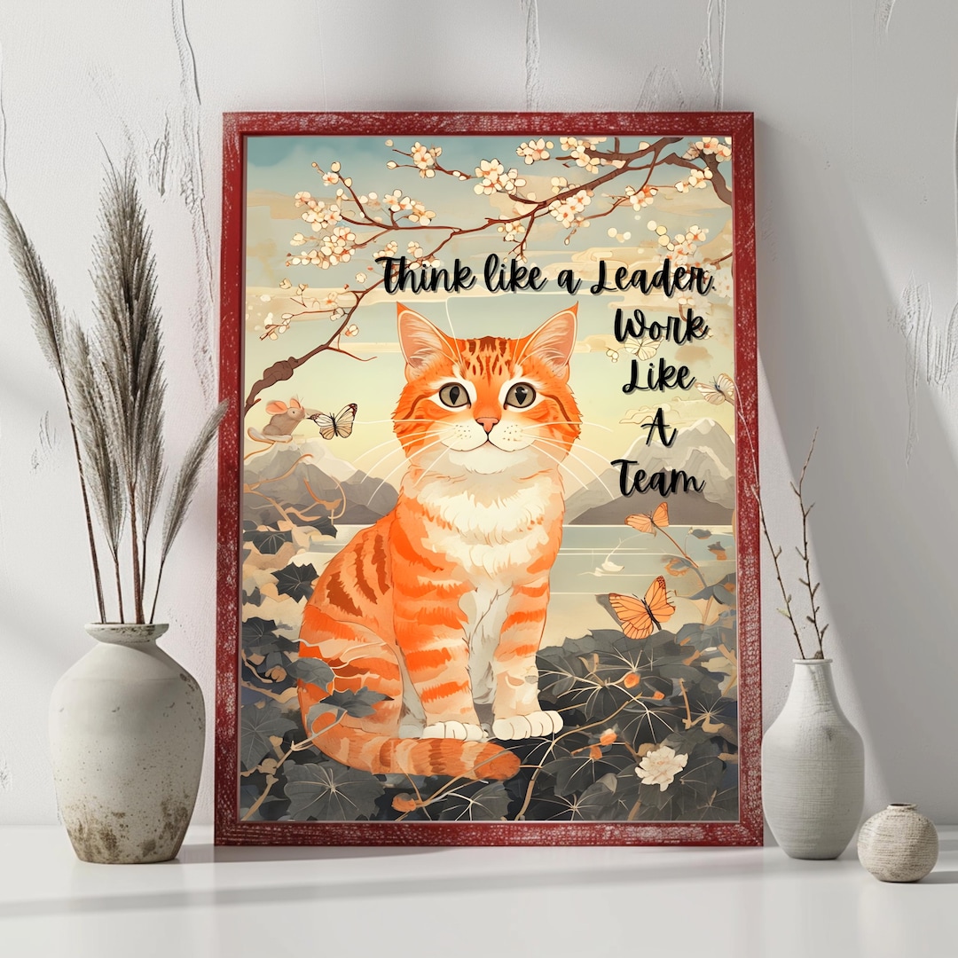 Funny Cat Wall Art, Office Decor Digital Download, Leadership Quote ...