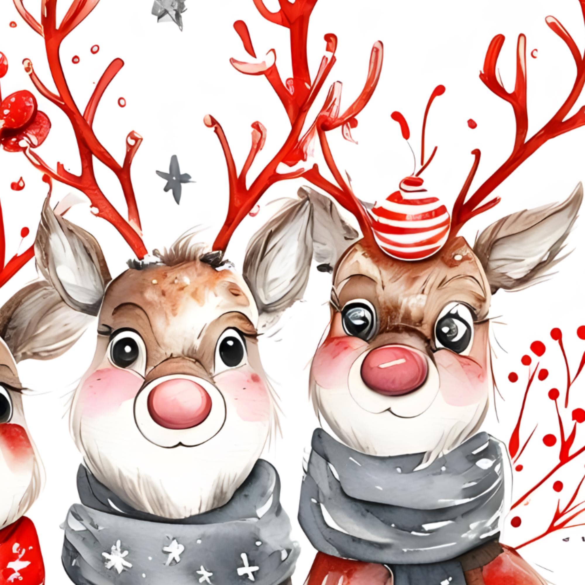Christmas Reindeer Digital Download, Watercolor Winter Art Print ...