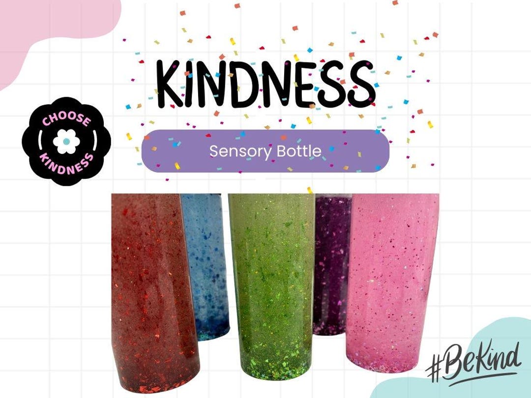 Kindness Confetti Sensory Bottle Calm Down Stress Relief Bottle Glitter ...