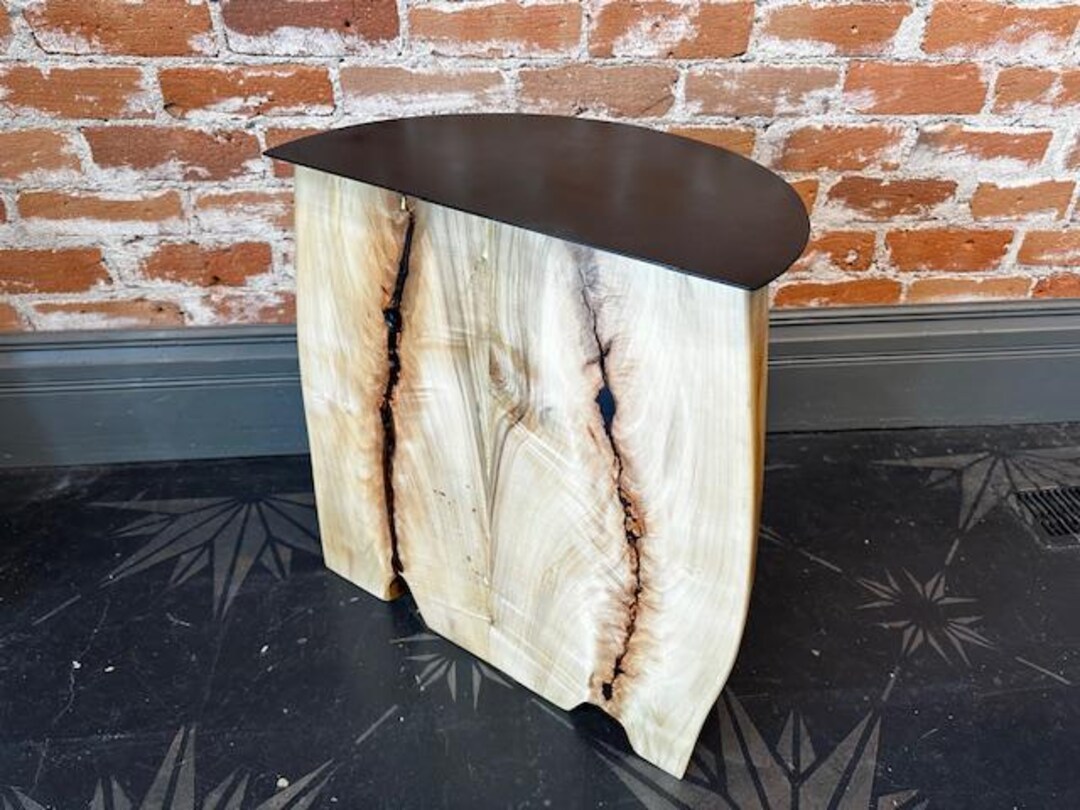 Maple End Table With Fabricated Metal Top - Etsy