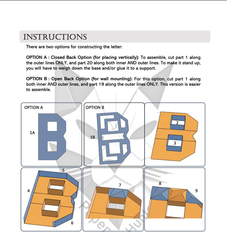 Papercraft Letter B Template PDF - Etsy
