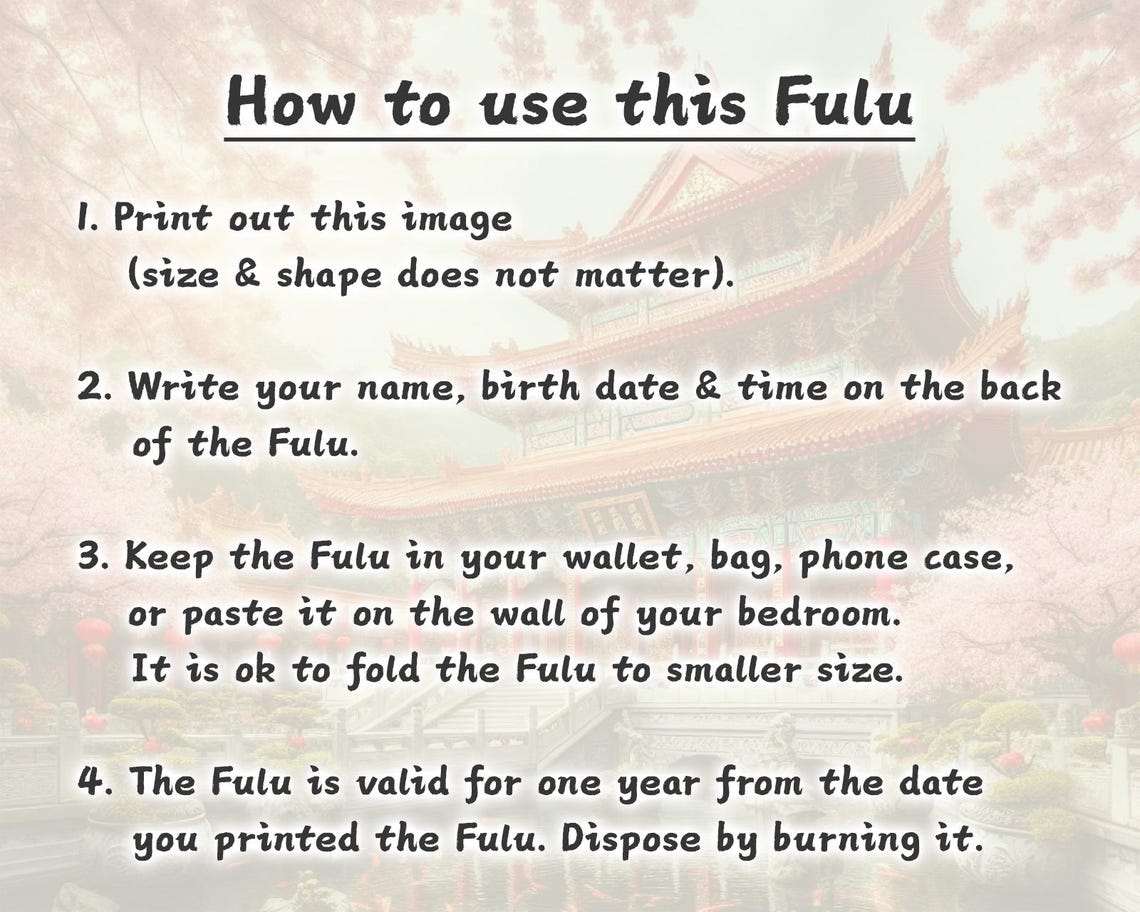 Taoist Fulu Charm: Good Luck, Safety Amulet (digital Print) - Etsy