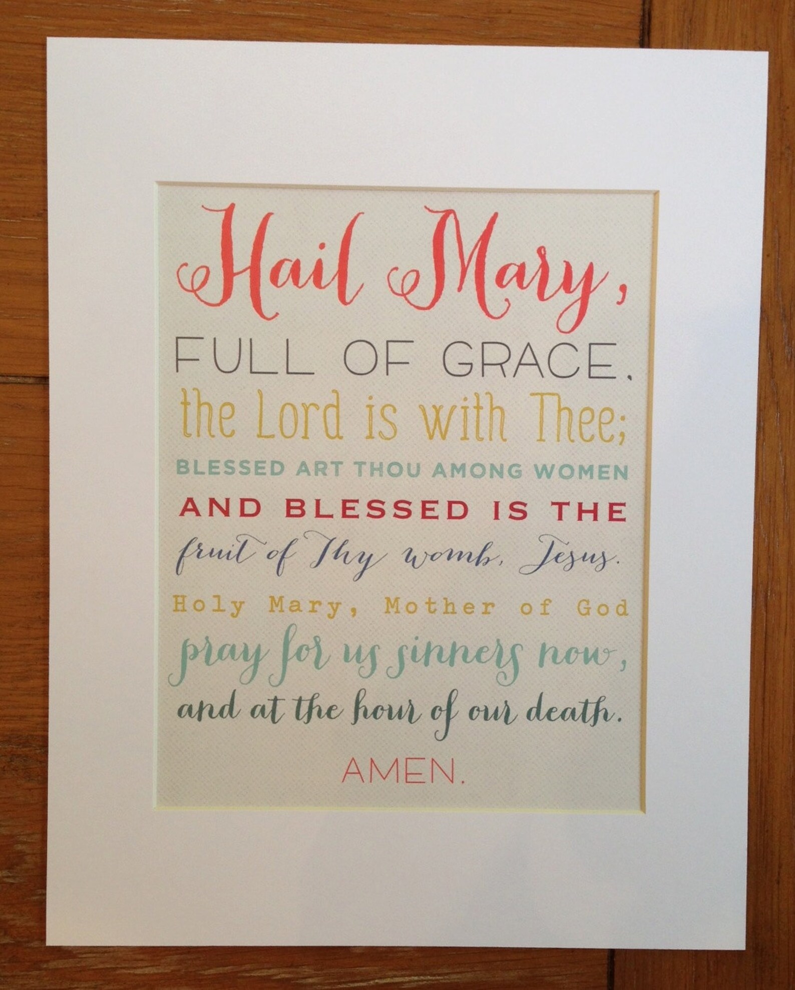Hail Mary Print. 8 X 10 Hail Mary Print. 8x10 Matted to 11 X - Etsy
