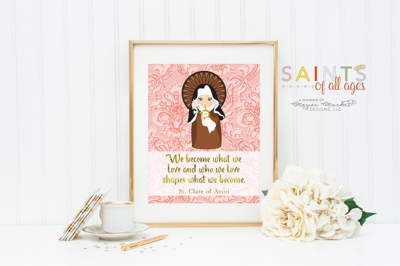 Saint Clare of Assisi Poster Print. St. Clare Wall Art Poster. - Etsy