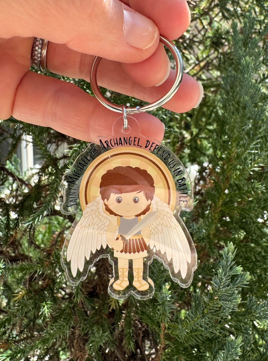 Saint Michael the Archangel Keychain. Baptism Gift. St Michael Keychain ...