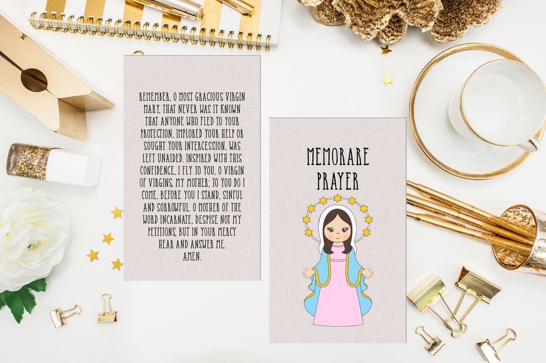 Memorare Prayer Card. Catholic Kid Prayer Cards. First Communion ...