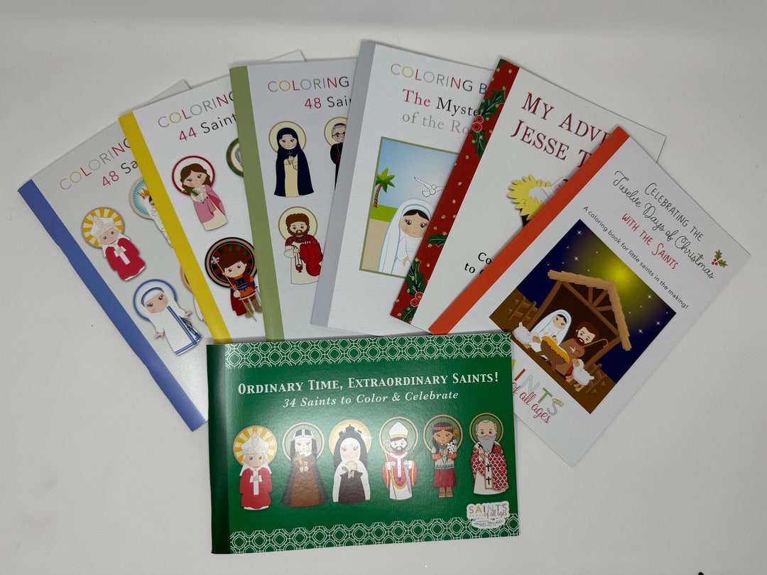 Set of 7 Catholic Kids Coloring Books. 6x9 Catholic Saints Coloring ...