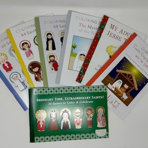 Set of 7 Catholic Kids Coloring Books. 6x9 Catholic Saints Coloring ...