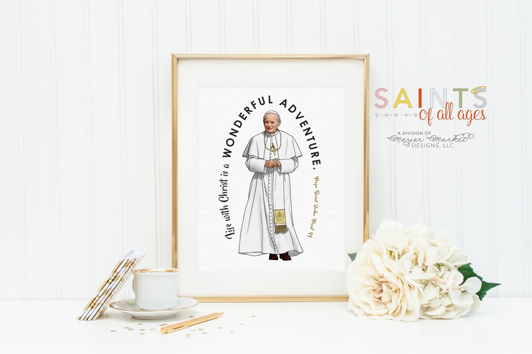 JPII Portrait Poster Print. John Paul II Wall Art Poster. Nursery Art ...