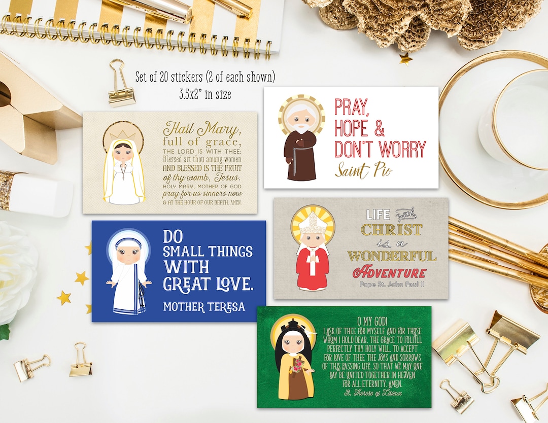Set of 20 Saint Stickers. Kids Saint Stickers. First Communion Gift ...