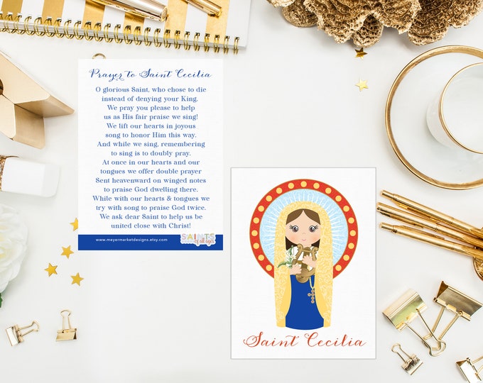 Saint Cecilia Prayer Card. Catholic Kid Prayer Cards. First Communion ...