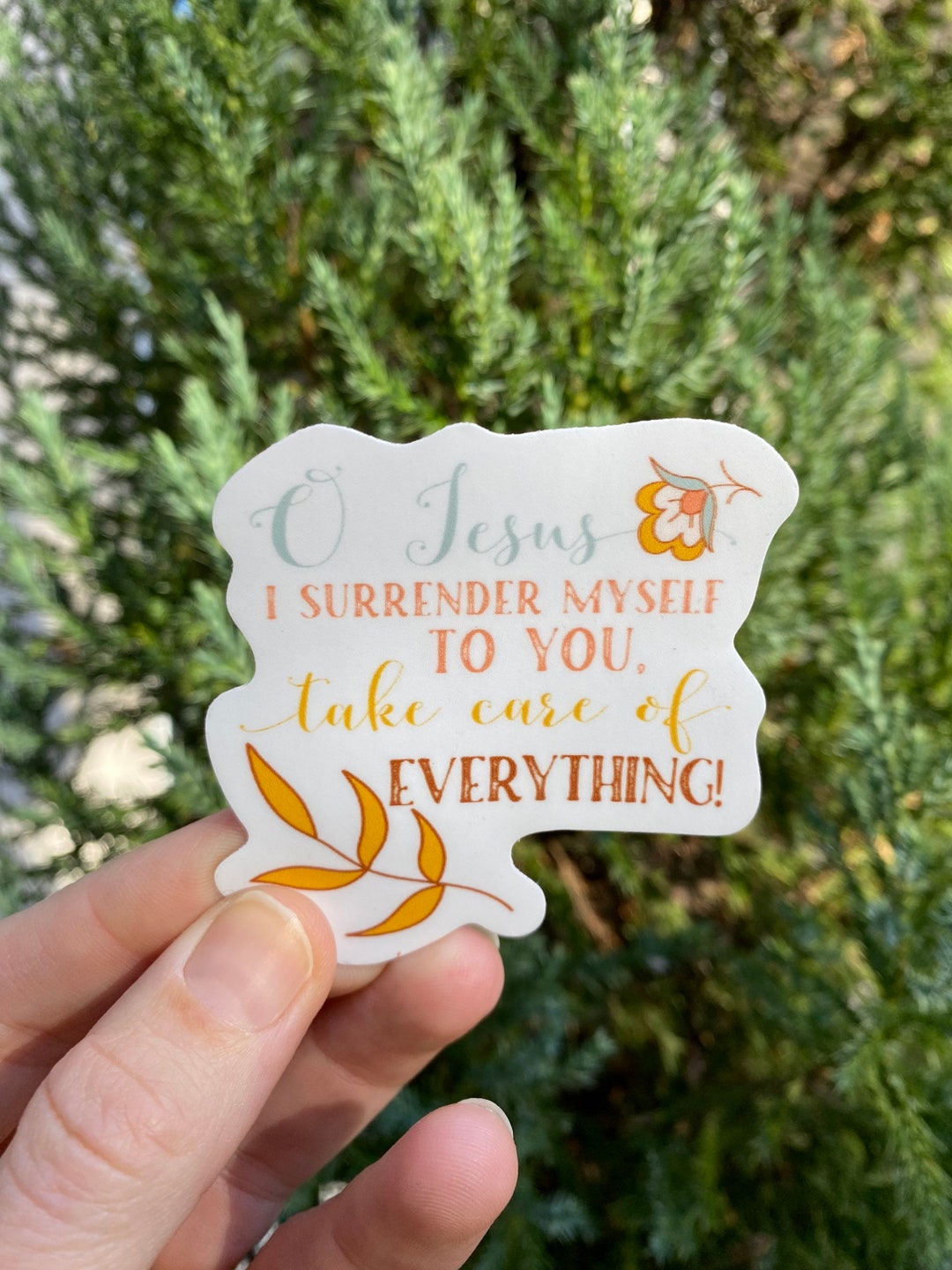 2.5" Vinyl Waterproof Saint Quote Stickers. Oh Jesus I Surrender Myself ...