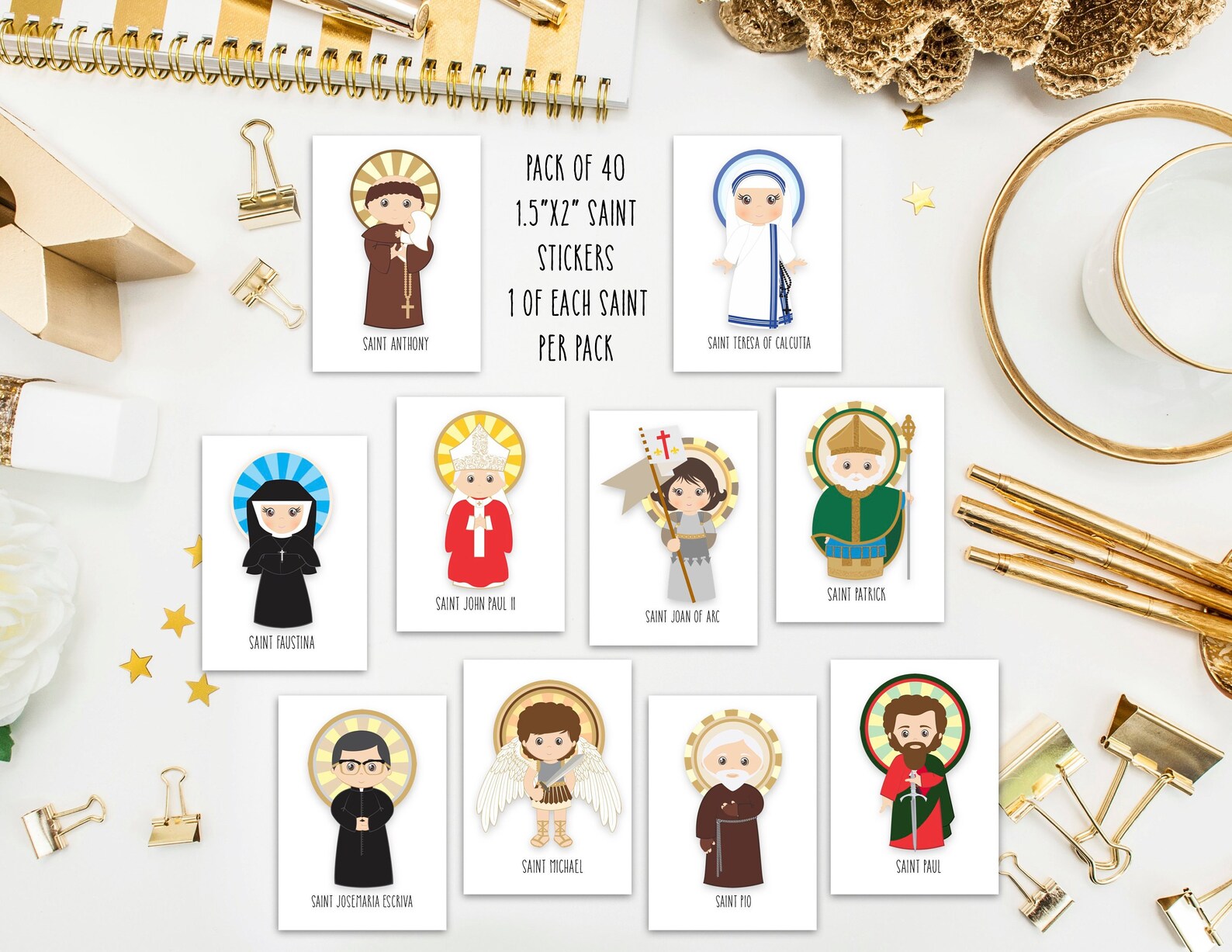 Set of 40 Saint Stickers SET 3. Kids Saint Stickers. First | Etsy