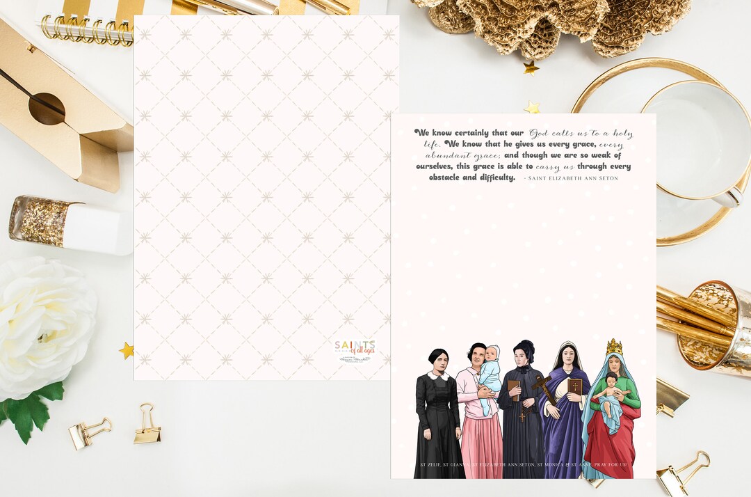 Set of 10 Catholic Women Mom Saint Note Cards & Envelopes. Saint ...
