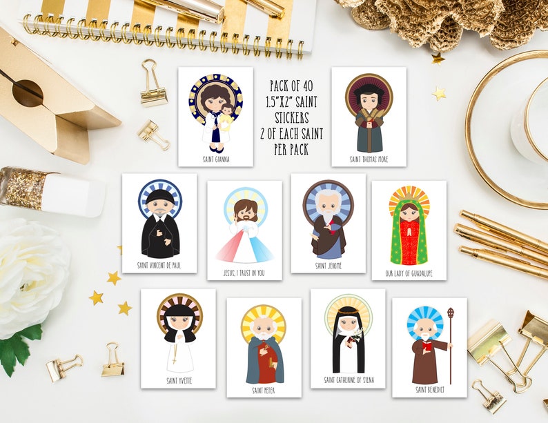 Set of 40 Saint Stickers SET 4. Kids Saint Stickers. First | Etsy