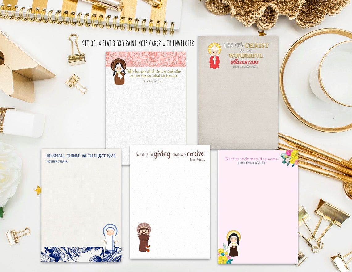 Set of 14 Assorted Saint Note Cards and Saint Patterned - Etsy