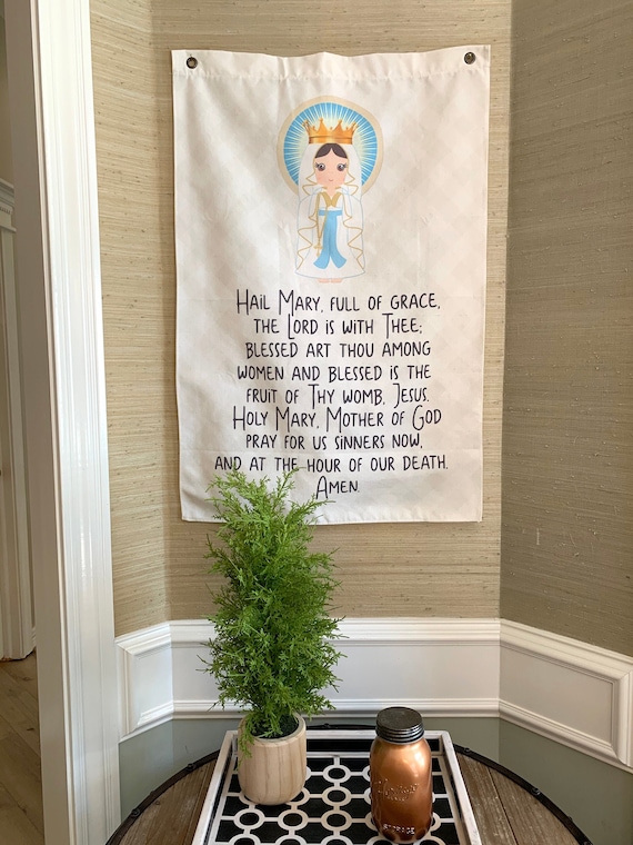 Hail Mary Full of Grace Canvas Wall Hanging. Hail Mary Canvas - Etsy
