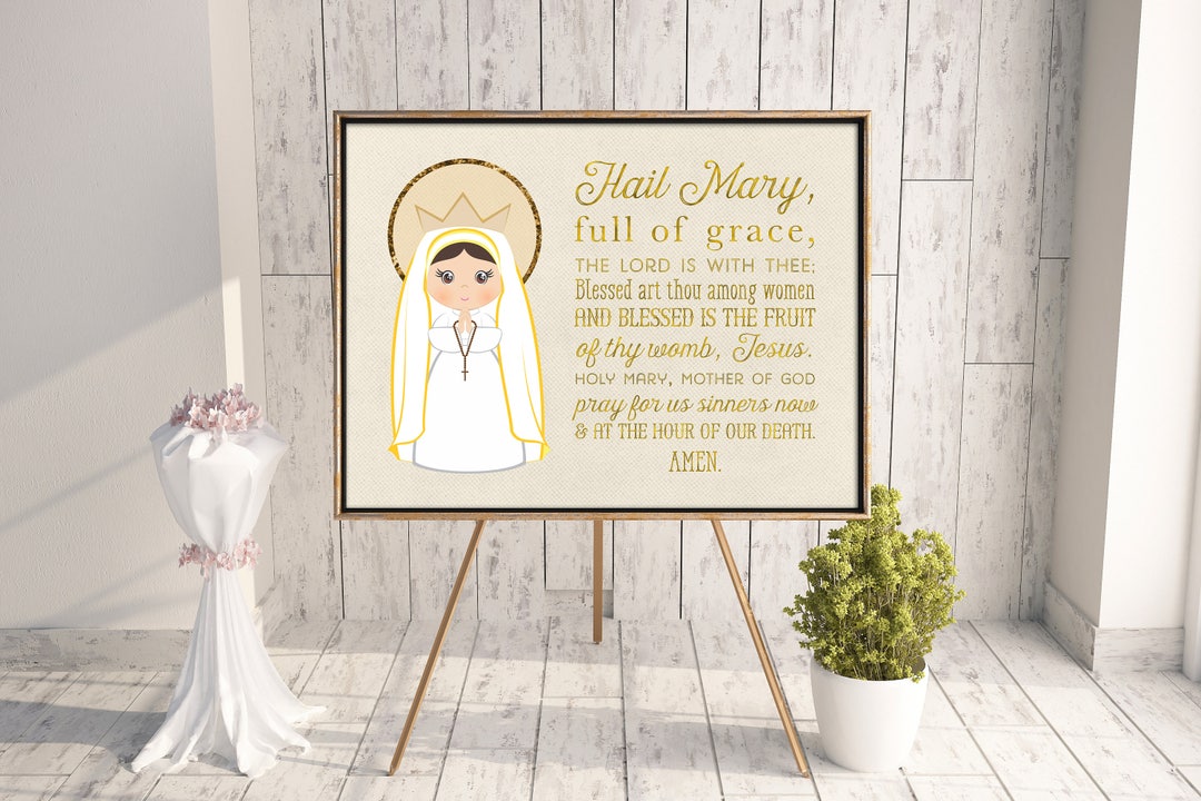 Hail Mary Poster Print. Hail Mary Wall Art Poster. Nursery Art. Kids ...