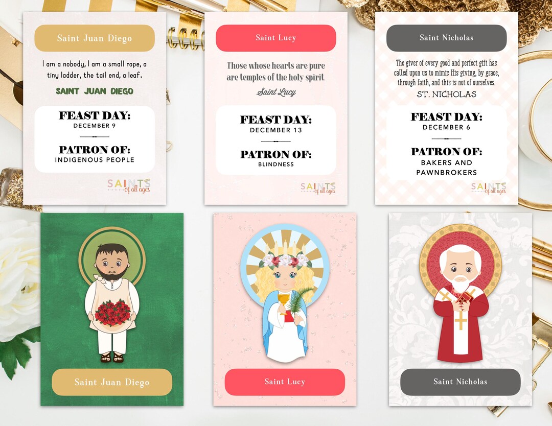 Set of 15 Catholic Saint Trading Cards Set 2. Catholic Kid Prayer Cards ...