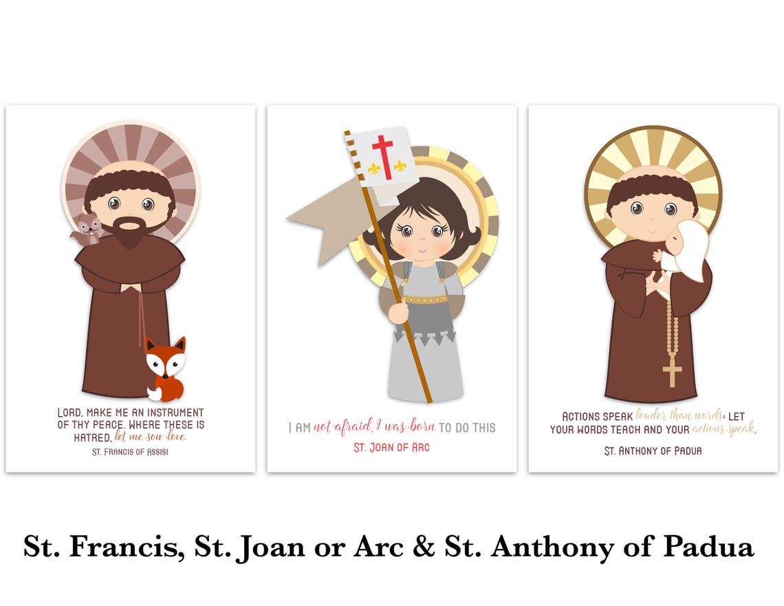 Set of 12 Saint Cards. Kids Saint Cards. First Communion Gift. Baptism ...
