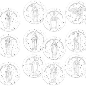 Set of 20 — 4” DIY Coloring Circle Ornaments — 40 Total Saints. Card ...