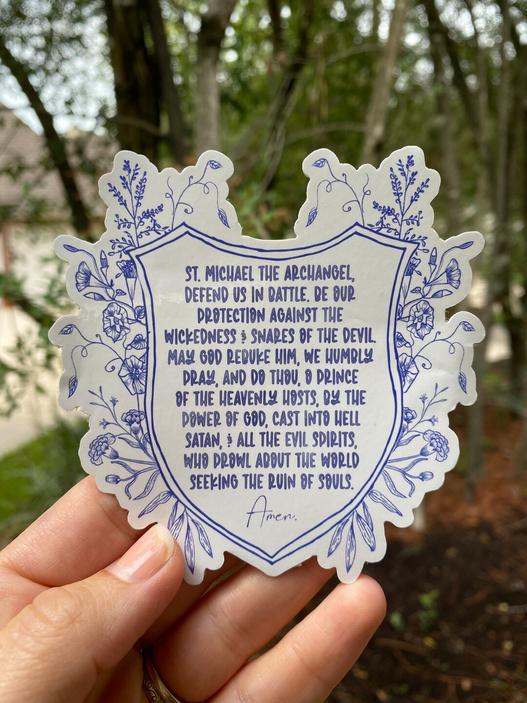 4” X 4" Static Cling Saint Michael Prayer Sticker. Saint Michael Defend ...
