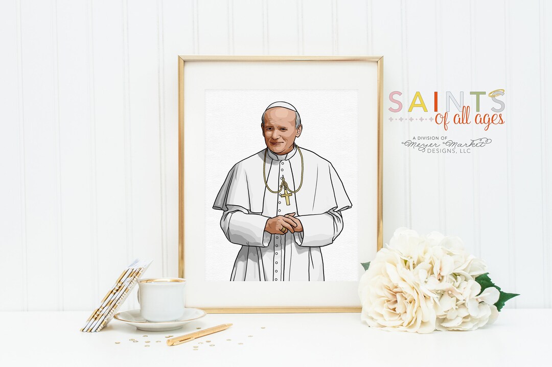JPII Portrait Poster Print. John Paul II Wall Art Poster. Nursery Art ...