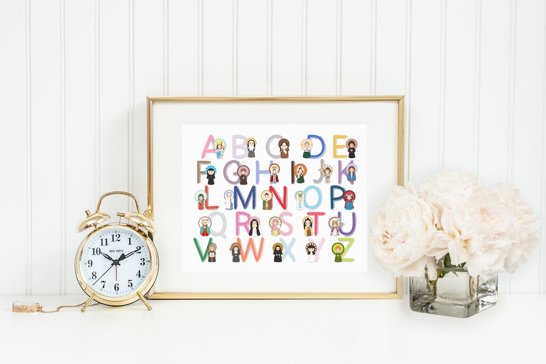 Women Saint ABC Poster Print. Catholic ABC Wall Art Poster. First ...