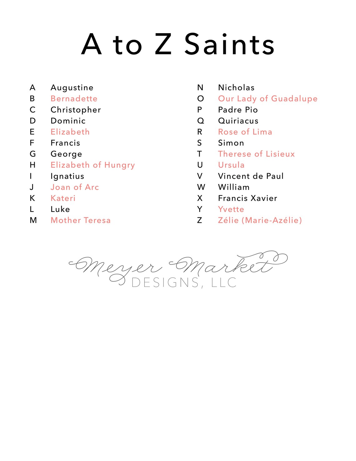 Saint ABC Poster Print. Catholic ABC Wall Art Poster. First - Etsy