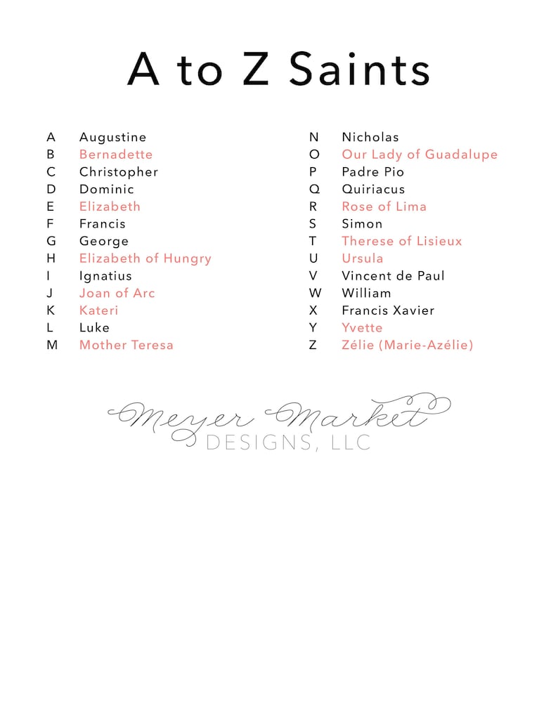 Saint ABC Poster Print. Catholic ABC Wall Art Poster. First | Etsy