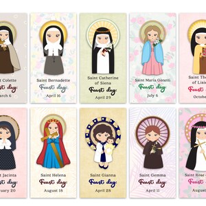 Set of 50 - 2x4" Saint Stickers With Feast Day. Kids Saint Stickers ...