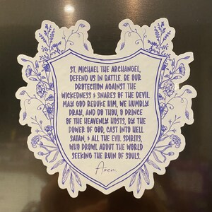 4” X 4" Static Cling Saint Michael Prayer Sticker. Saint Michael Defend ...