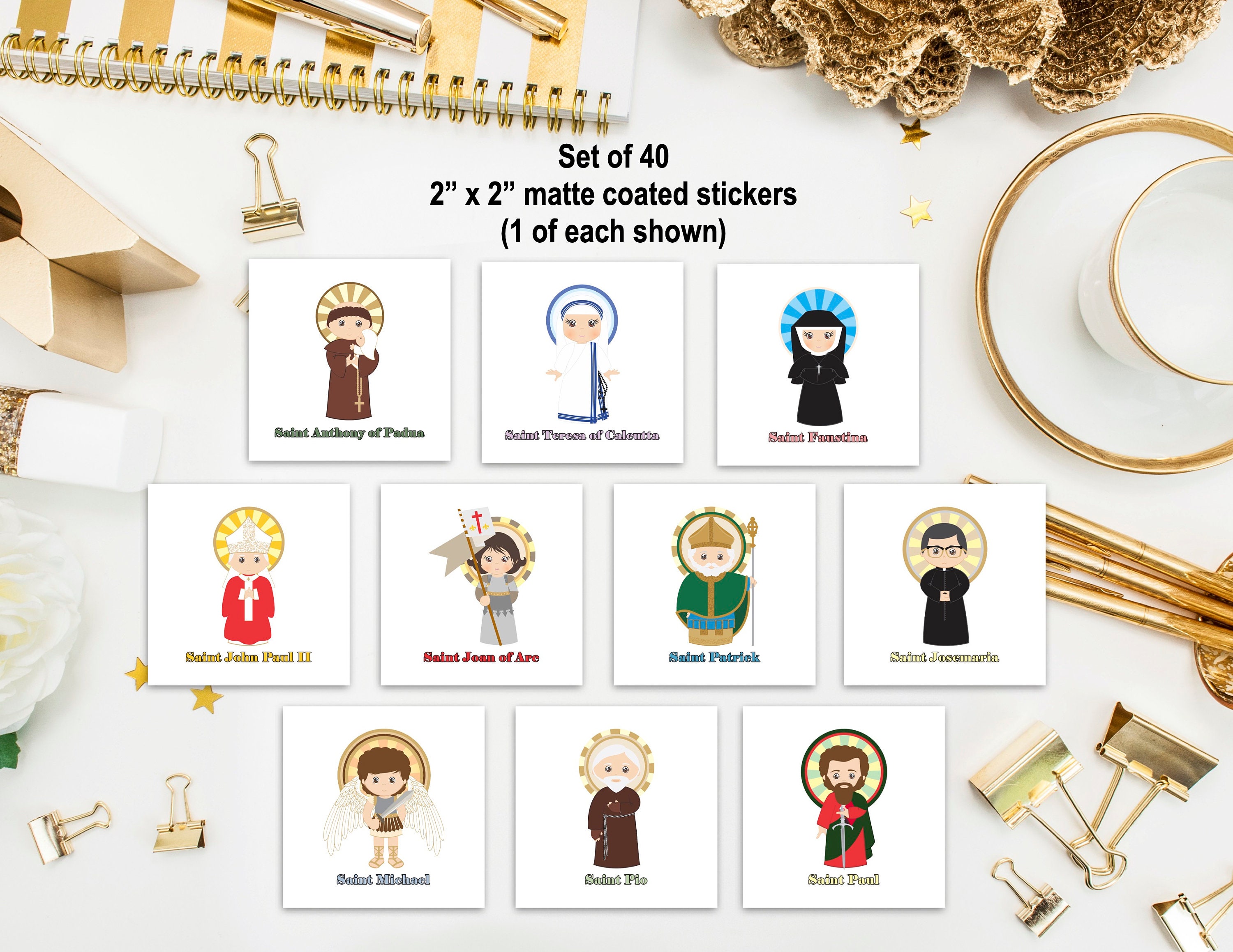 Set of 40 Saint Stickers SET 3. Kids Saint Stickers. First | Etsy