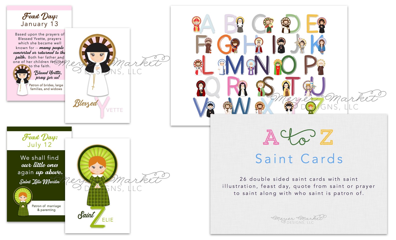A to Z Saint Cards. Set of 26 A to Z Kids Saint Cards. First Communion ...