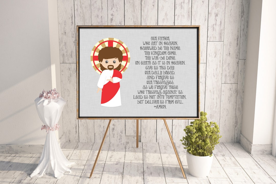 Our Father Prayer Poster Print. Our Father Wall Art. Nursery Art. Kids ...