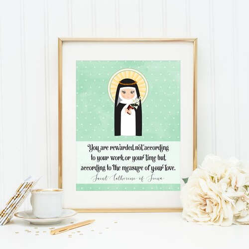 Saint Catherine of Siena Saint Print Saint Card Catholic - Etsy
