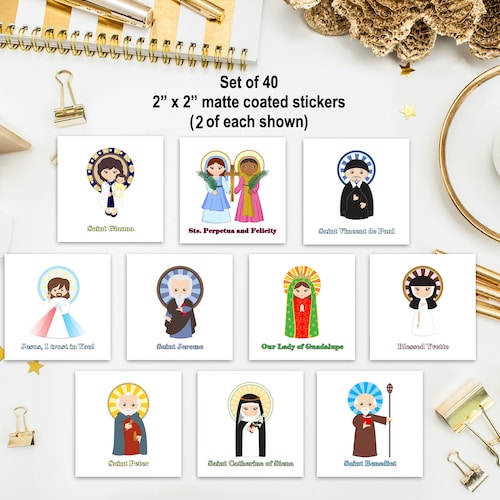 Set of 40 Saint Stickers SET 4. Kids Saint Stickers. First - Etsy
