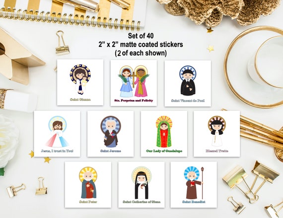 Set of 40 Saint Stickers SET 4. Kids Saint Stickers. First | Etsy