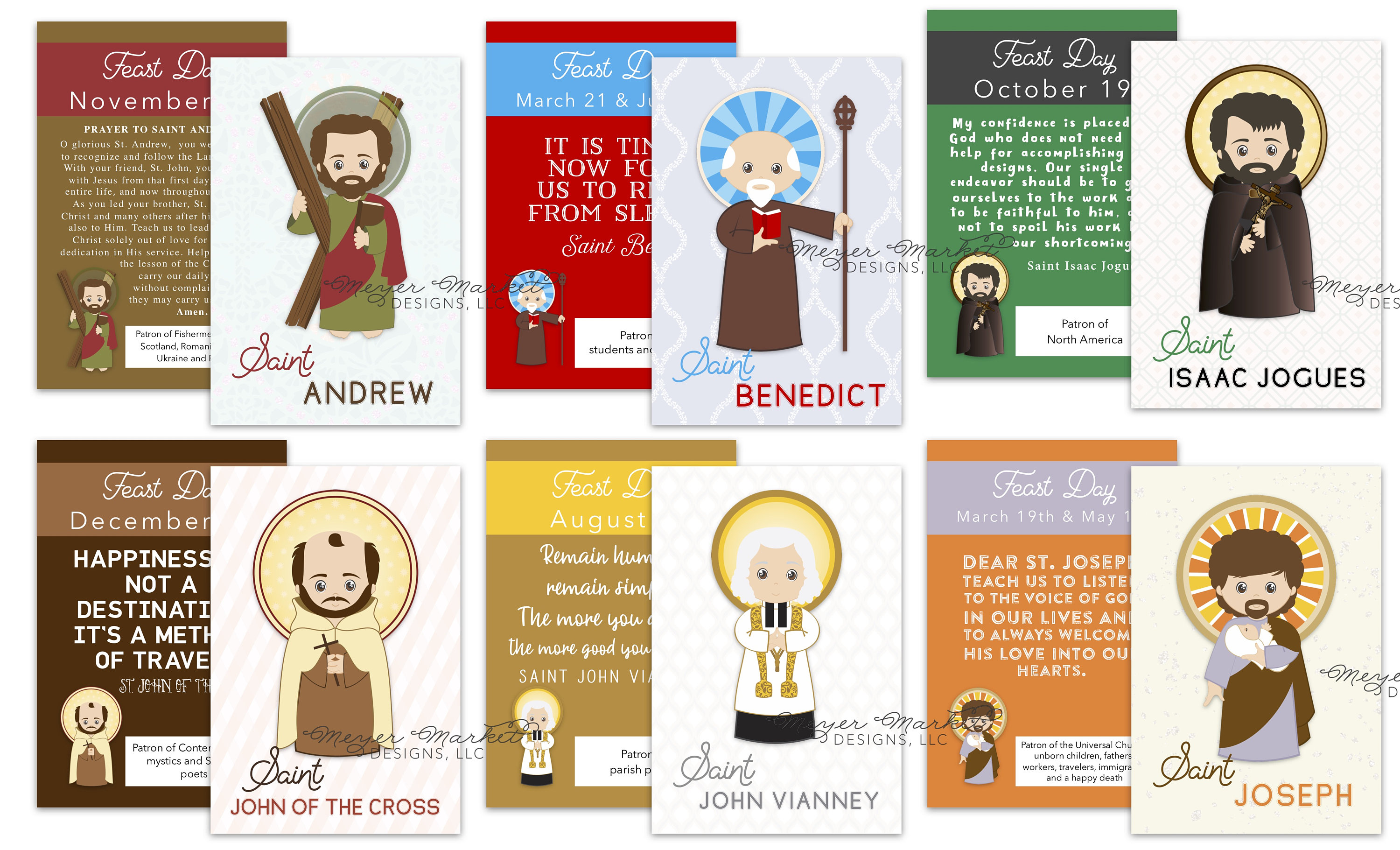 Inspirational Men Saints Learning Cards. Set of 27 Catholic | Etsy