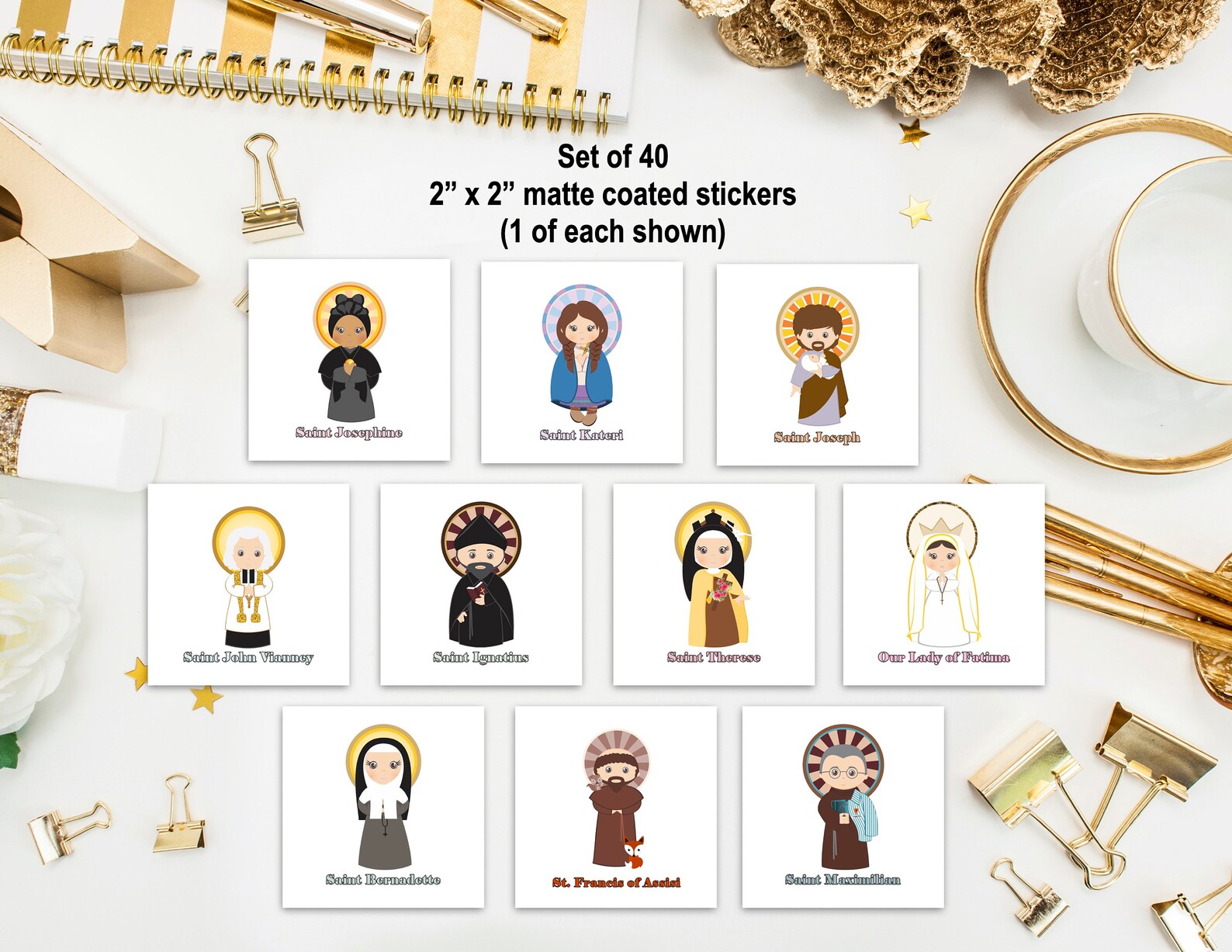 Set of 40 Saint Stickers SET 3. Kids Saint Stickers. First | Etsy