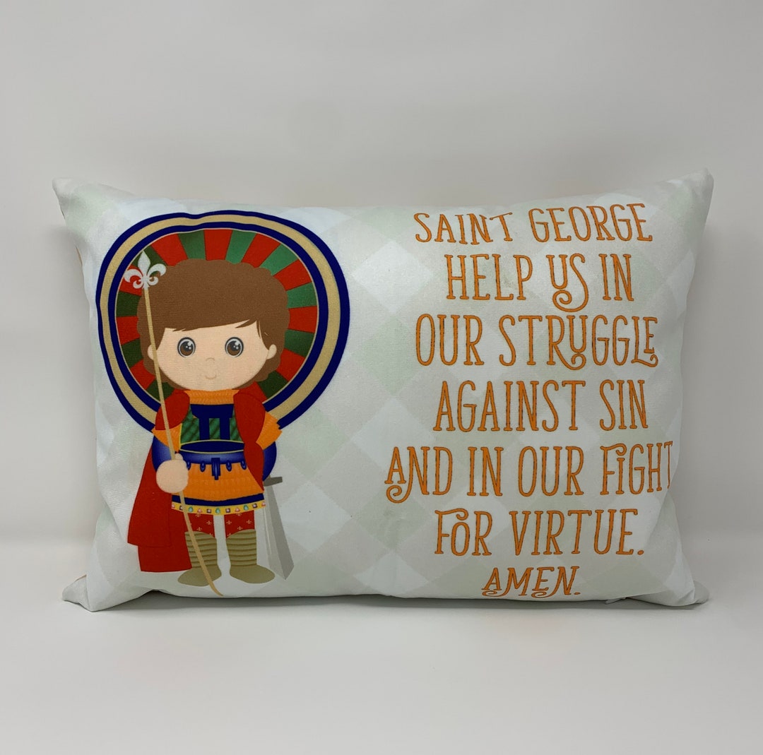 Saint George Pillow. Saint George Prayer Pillow. Baptism Gift. First ...