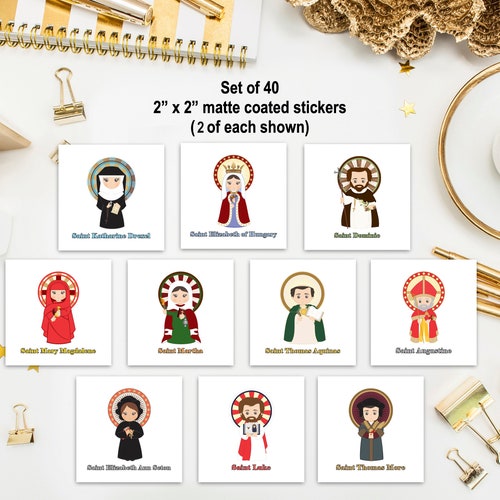Set of 40 Saint Stickers SET 3. Kids Saint Stickers. First - Etsy